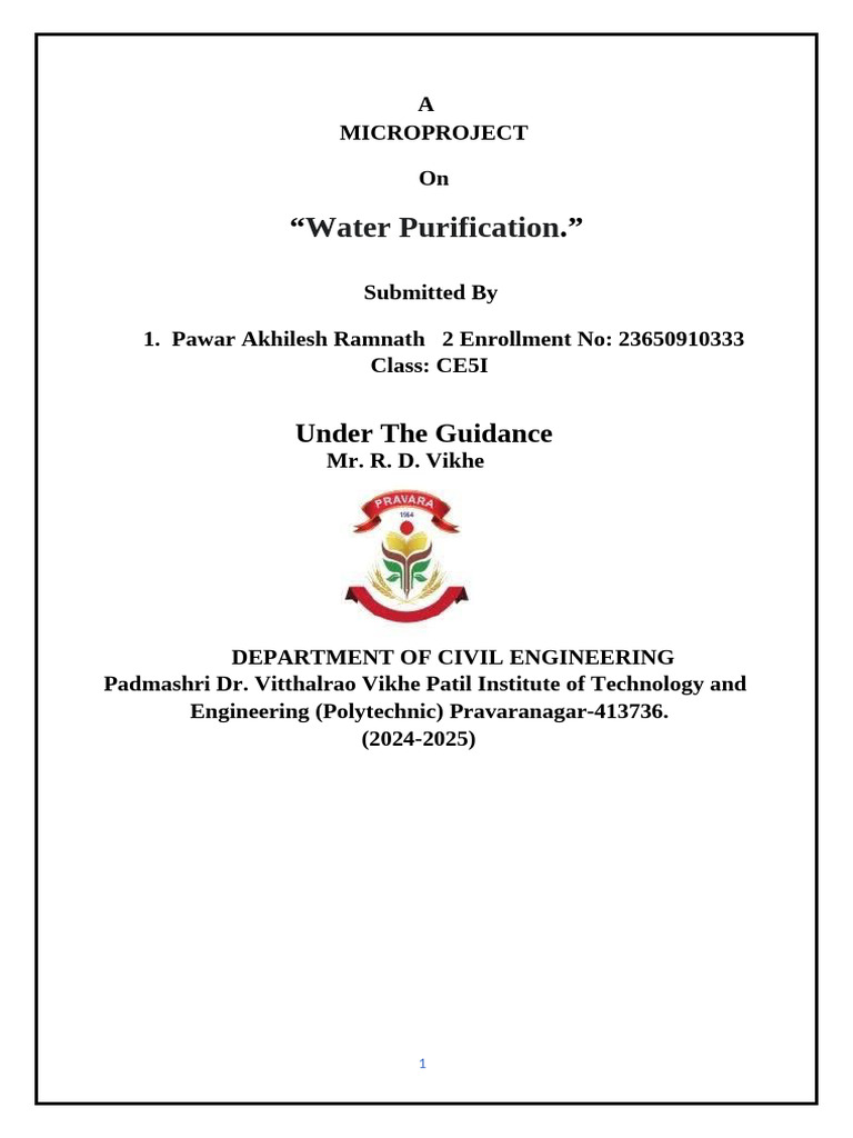 PHE Micro Project | PDF | Water Purification | Water