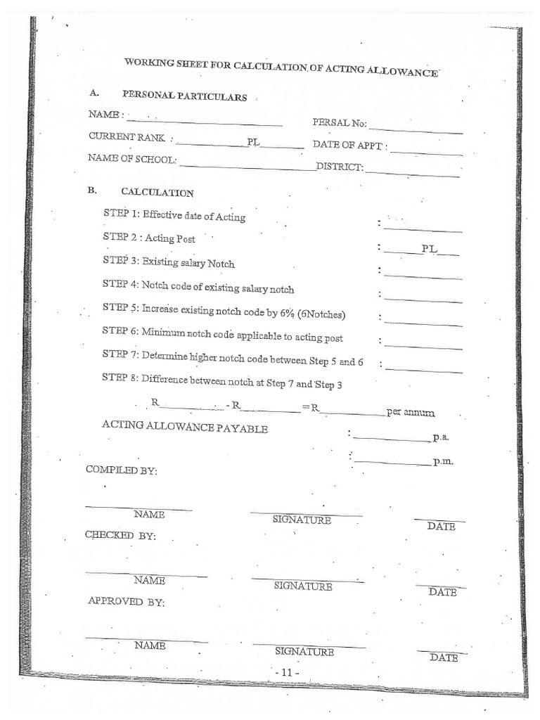 Calculation Form For Acting | PDF