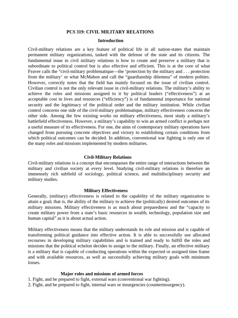 PCS 319 CLASS eNOTES CMR | PDF | Institution | Civilian Control Of The ...