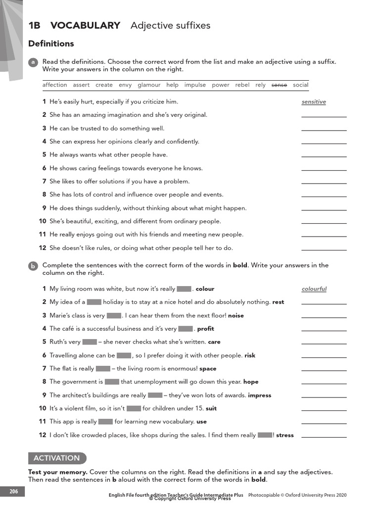 1B. Vocabulary | PDF | Vocabulary | Adjective