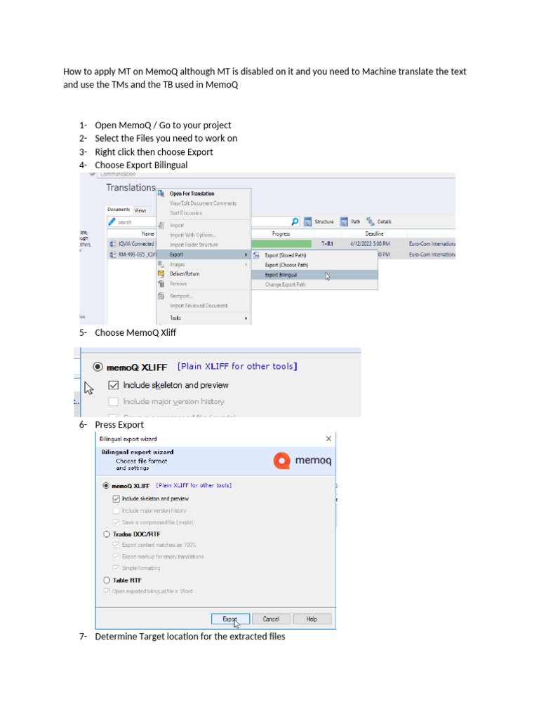 How To Apply MT On MemoQ Although The MT Is Disabled On It | PDF