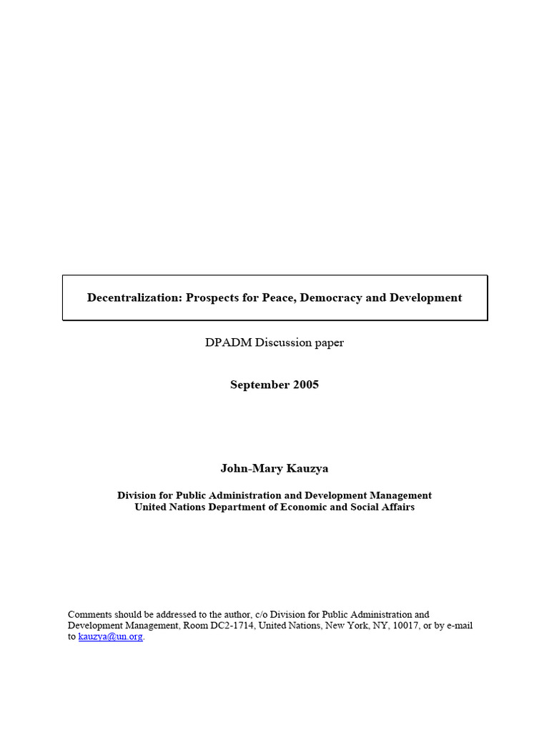 Decentralization: Prospects For Peace, Democracy and Development | PDF ...