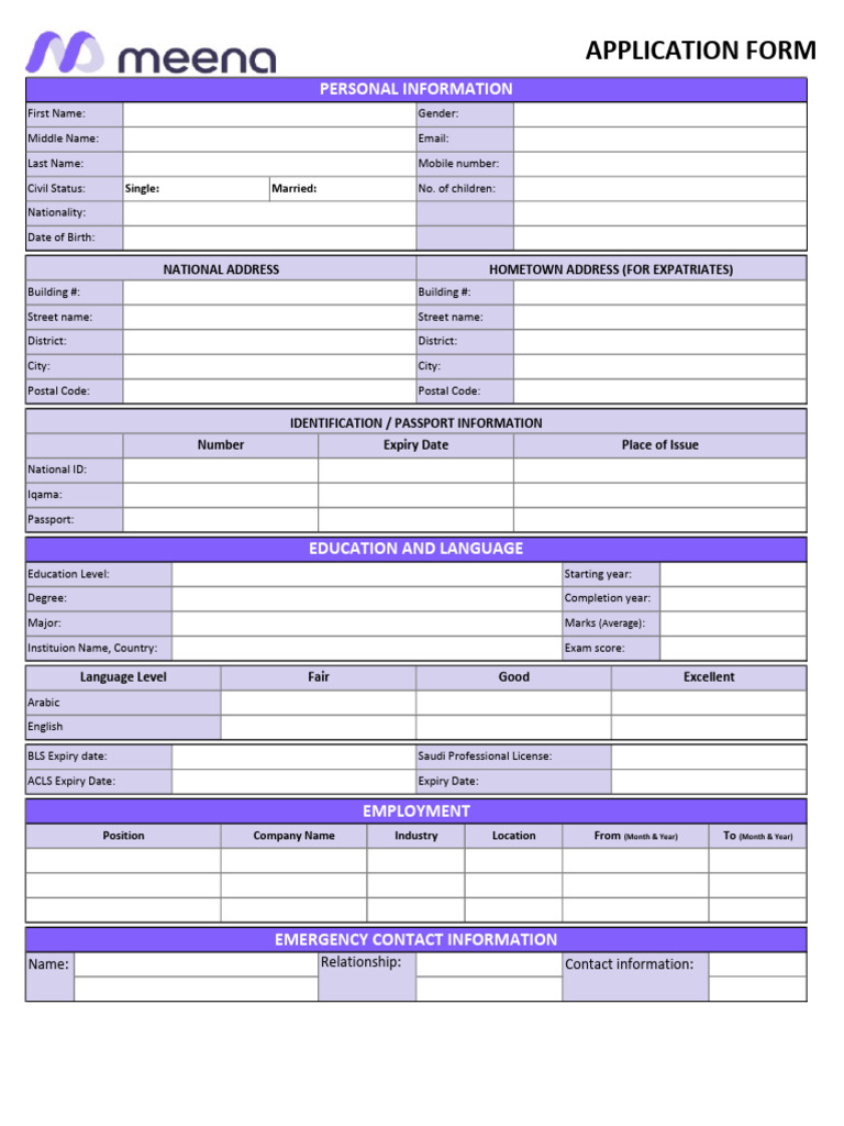 Meena - Application Form 2 | PDF