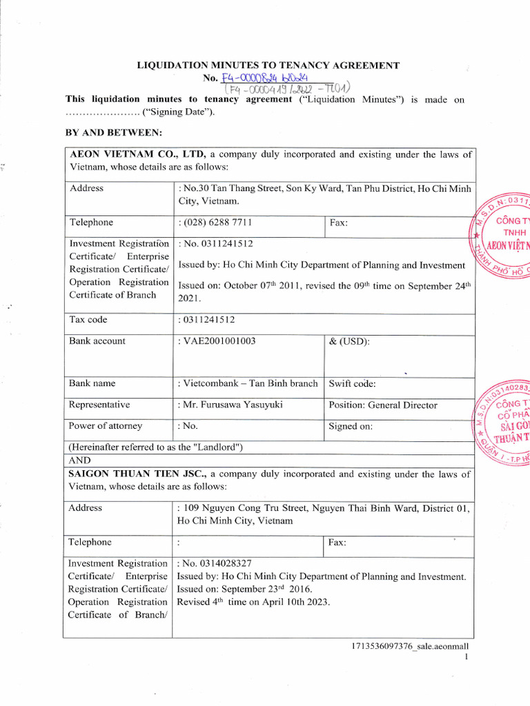 HD THANH LY THUE BT-EN | PDF | Leasehold Estate | Landlord
