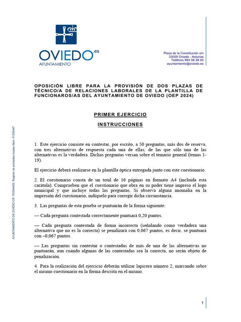 CUESTIONARIO PREGUNTAS - Primer Ejercicio | PDF | Gobierno local | Alcalde