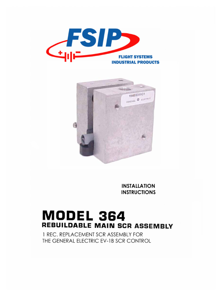 General Electric Model 364 EV-1B Rebuildable SCR Control Instruction ...