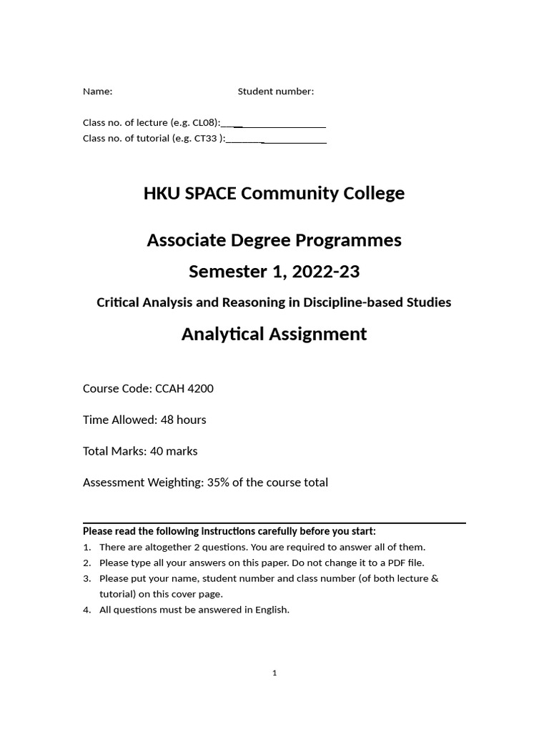 Critical Analysis Assignment Guidelines | PDF | Fallacy | Argument