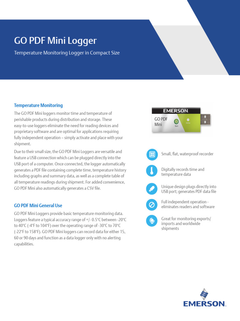 Emerson Express Go PDF Mini Single Use Data Logger | PDF | Usb | Comma ...