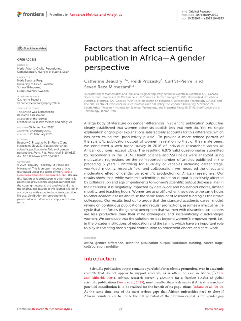 Factors That Affect Scientific Publication in Afri | PDF | Open Access | Science