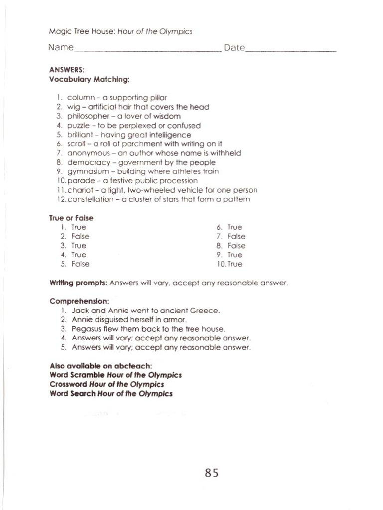 Hour of the Olympics Wb Answer | PDF