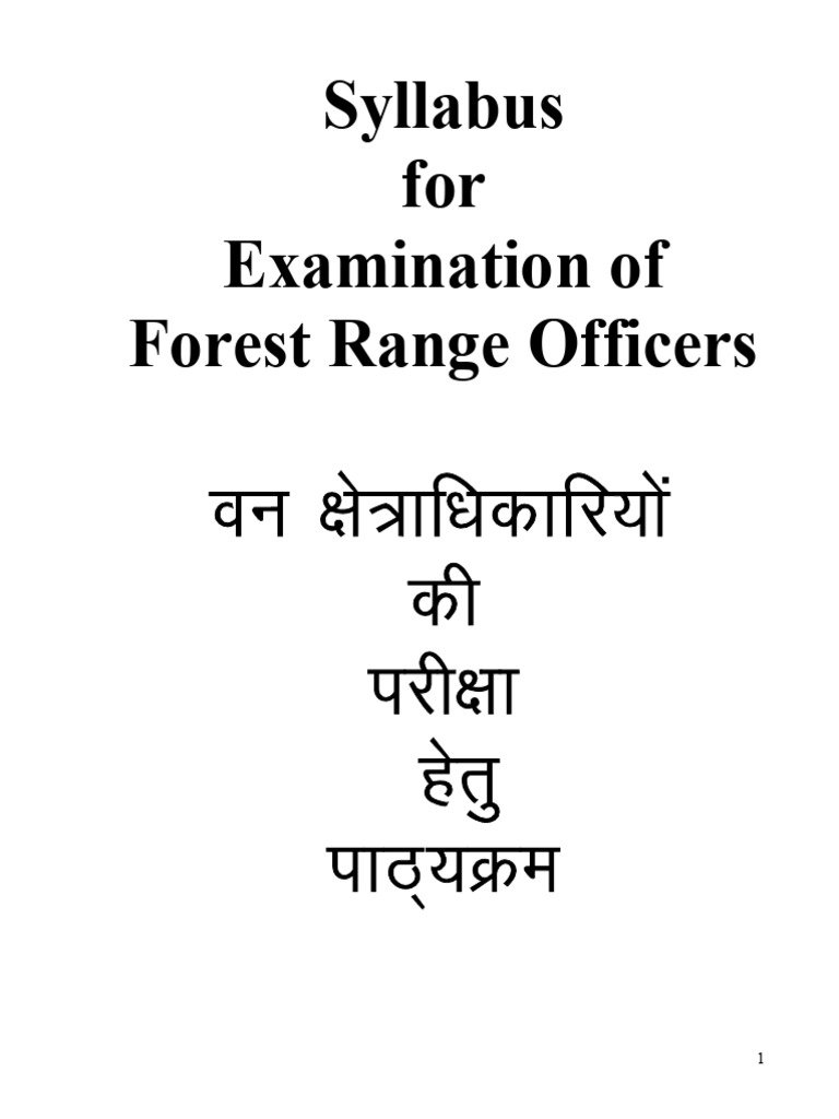 Syllabus For Examination of Forest Range Officers: Ou (Ks KF/KDKFJ Ksa ...
