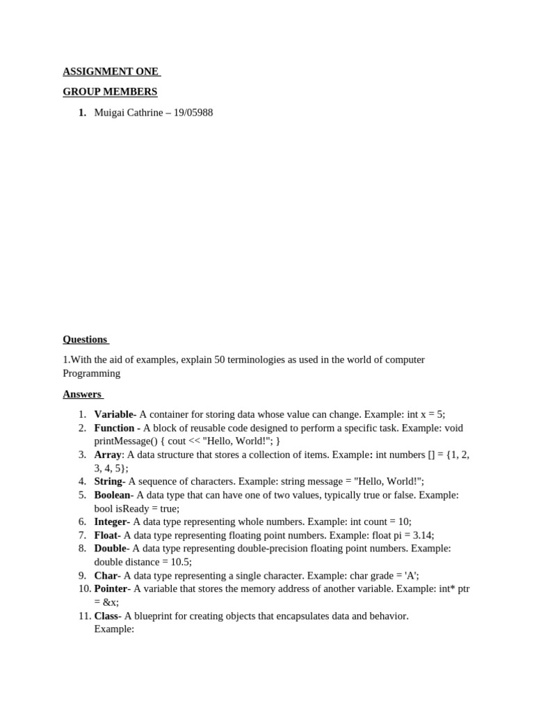 ASSIGNMENT ONE Mobile Programming | PDF | Computer Programming ...