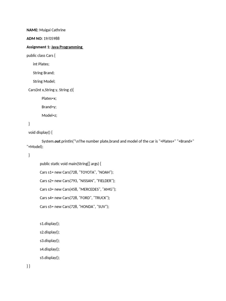 Java Assignment 1 | PDF | Computers | Technology & Engineering Java Assignment 1 | PDF | Computers | Technology & Engineering