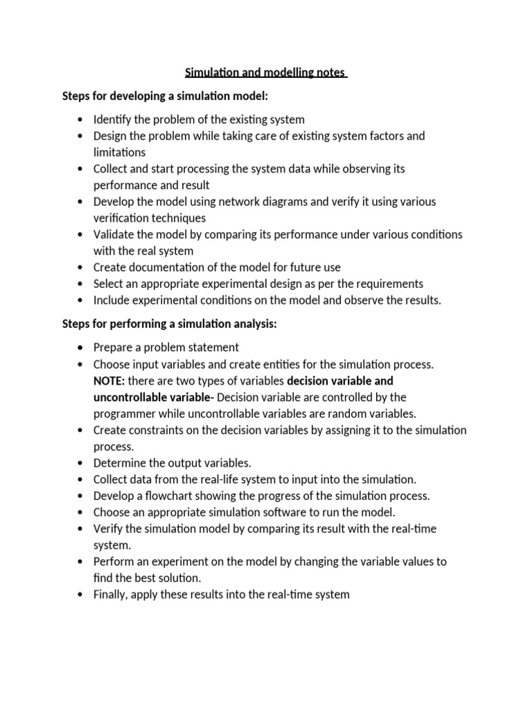 My Simulation And Modelling Notes Pdf Simulation Conceptual Model