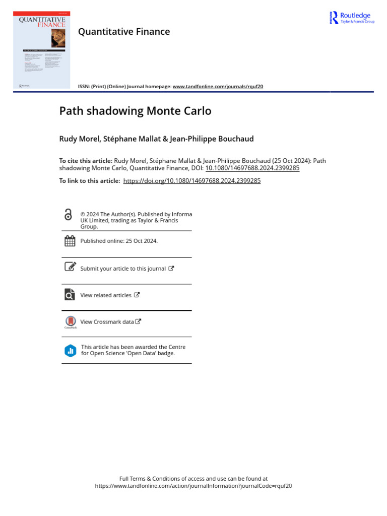 Path shadowing Monte Carlo | PDF | Wavelet | Option (Finance)