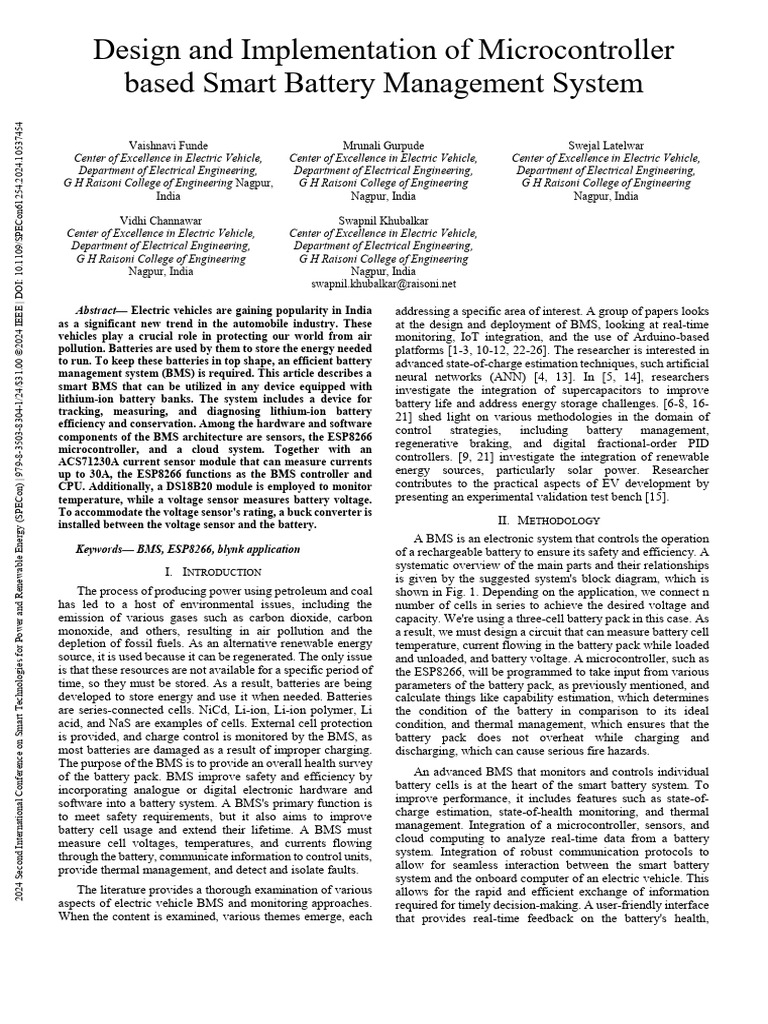 Design and Implementation of Microcontroller Based Smart Battery ... Design and Implementation of Microcontroller Based Smart Battery ...