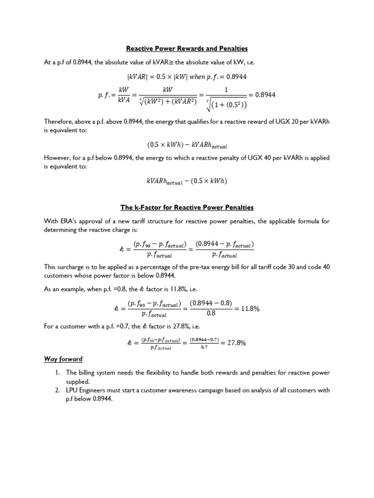 Reactive Power Rewards and Penalties | PDF | Physical Quantities
