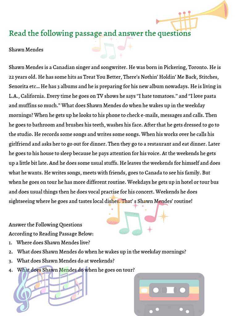 Reading Shawn Mendes | PDF