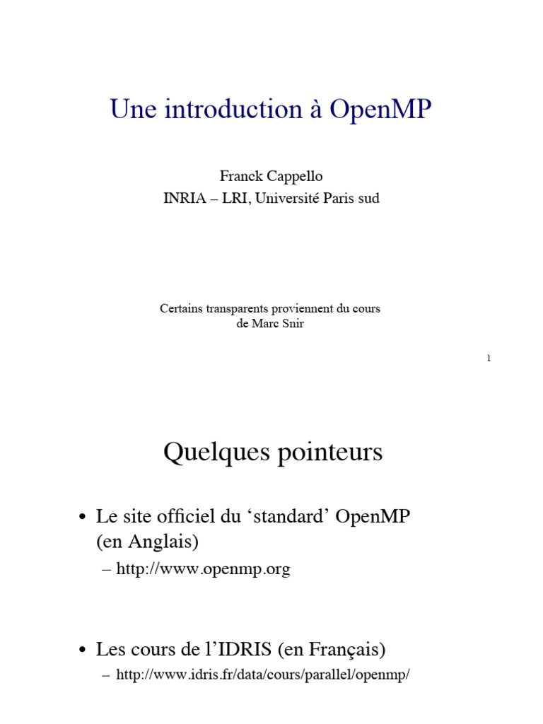 OpenMP Cours | PDF | Thread (informatique) | Parallélisme (informatique)