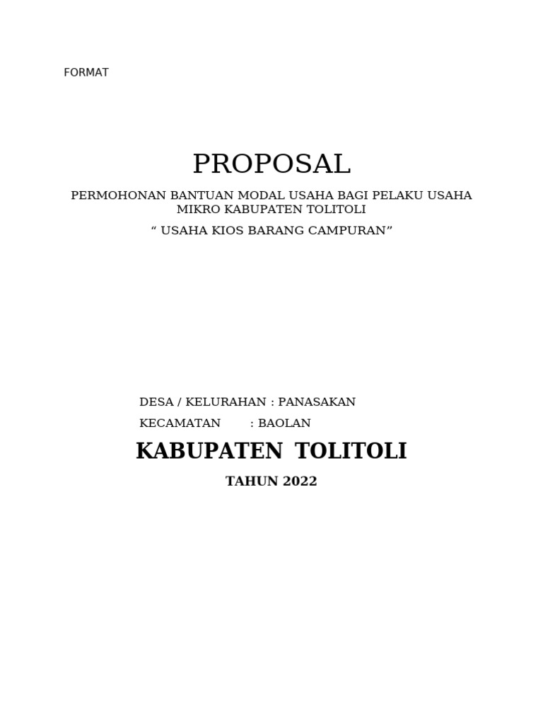 Format Proposal | PDF | Bisnis | Hukum