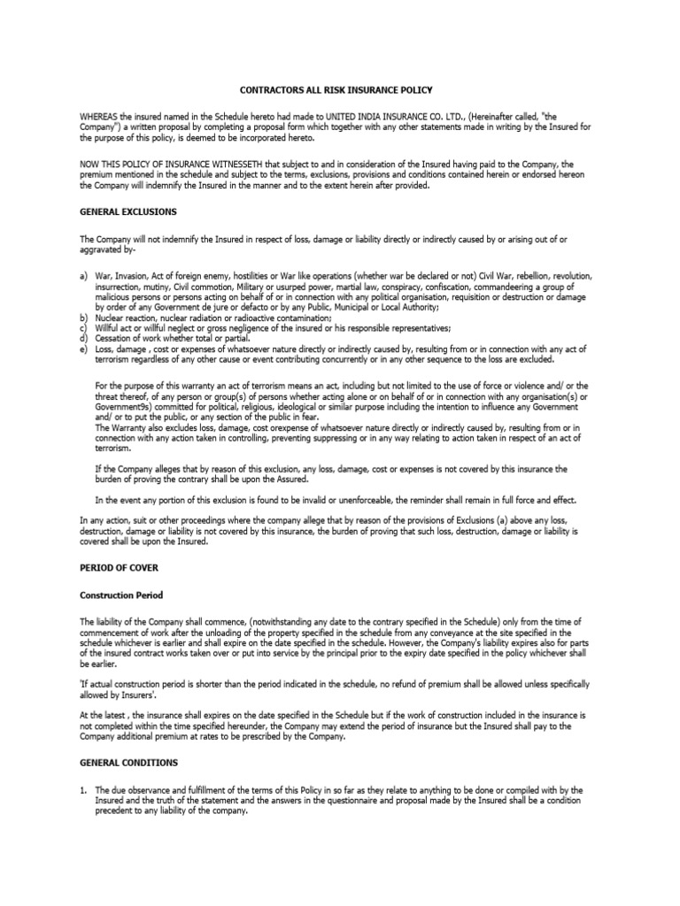 Contractors Insurance Guide | PDF | Insurance | Indemnity
