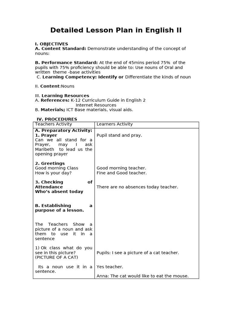 Jayson e Lesson English 2 | PDF | Teachers | Noun
