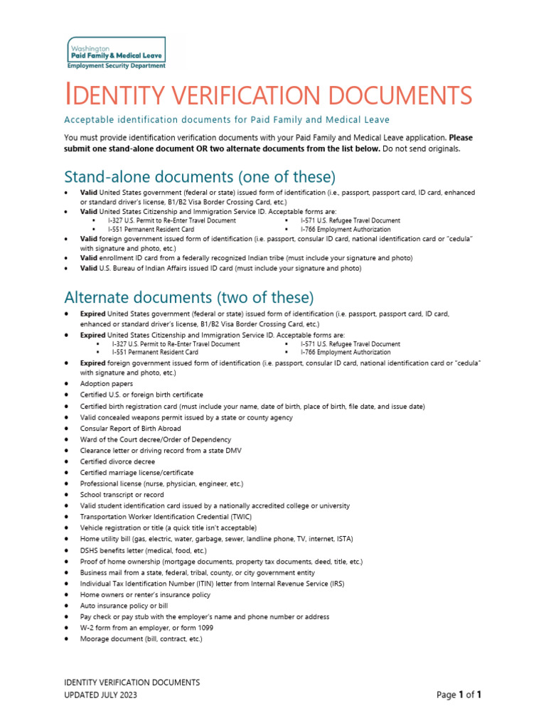 Identification-document-list-and-instructions | PDF | Identity Document ...