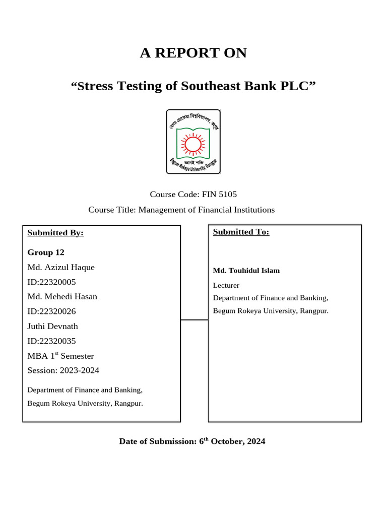 Group-12 Final | PDF | Basel Iii | Stress Test (Financial)