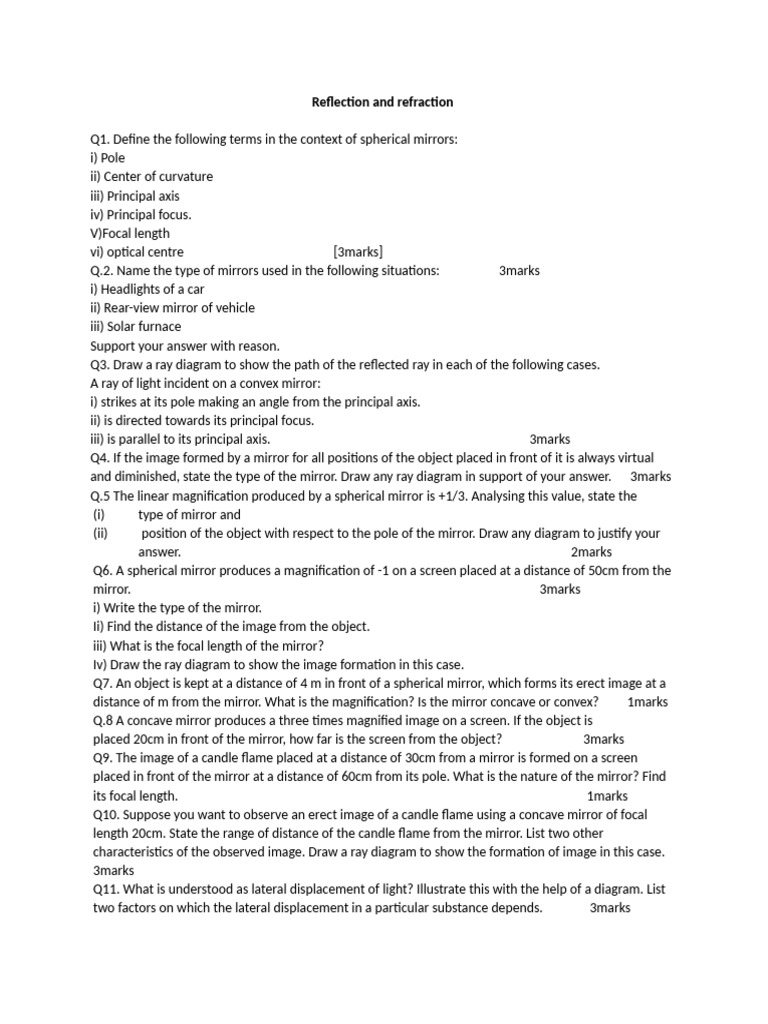 Reflection and refration | PDF | Mirror | Atomic