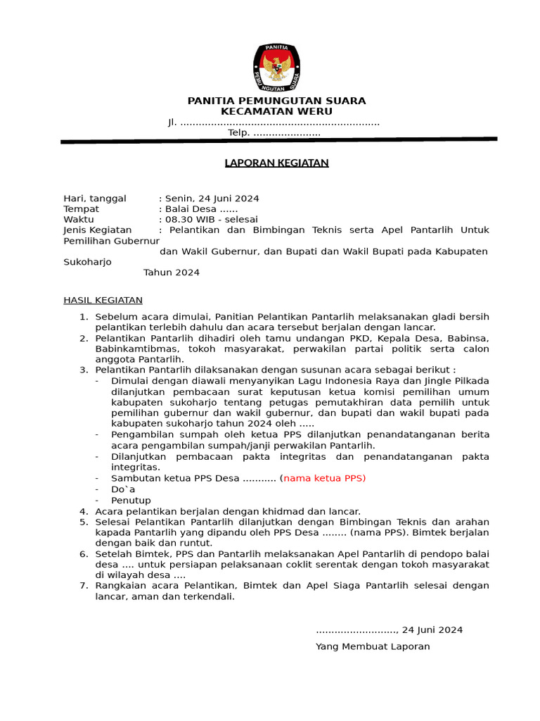 Contoh Laporan Dan Notulemn PPK | PDF