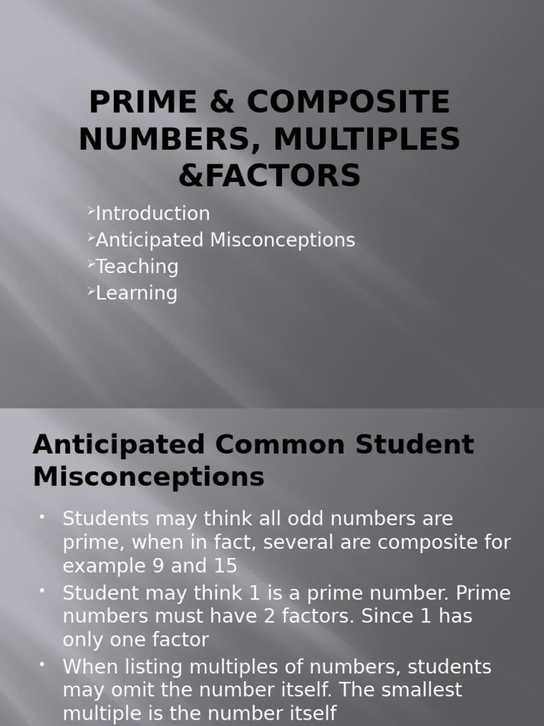 Prime & Composite Numbers, Multiples &factors | PDF | Multiplication ...