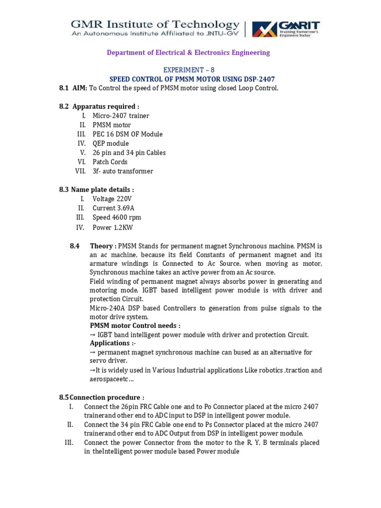 PMSM Motor Speed Control Guide | PDF | Electric Motor | Alternating Current