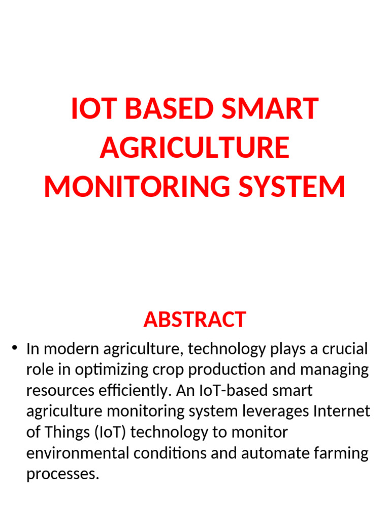 Iot Based Smart Agriculture Monitoring System | PDF | Power Supply | Sensor