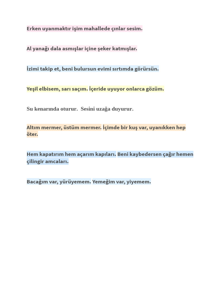 Bilmeceler 4 A | PDF