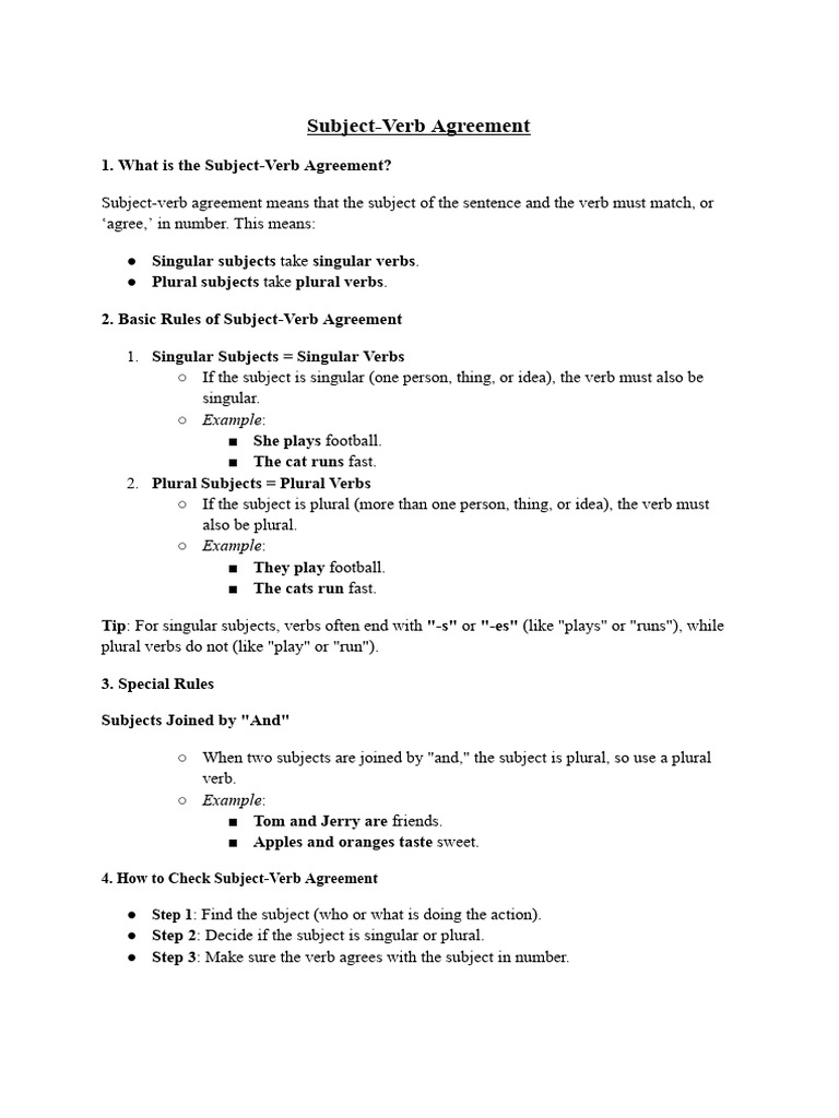 Subject Verb Agreement Notes | PDF