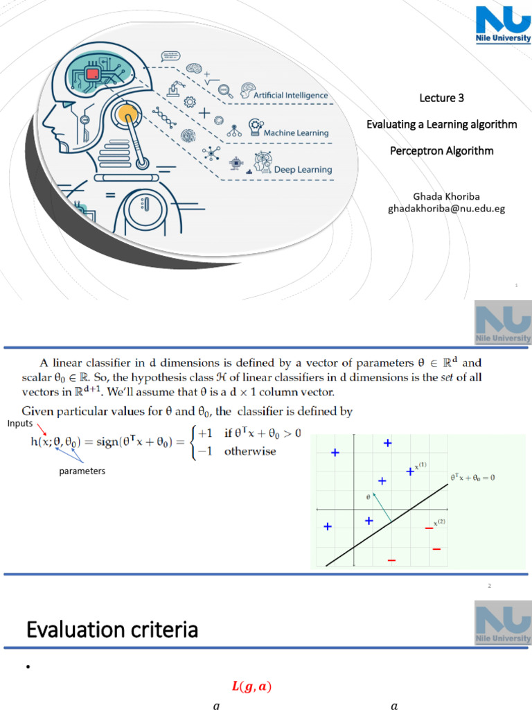 Lec3ML - Preceptron - Updated v4 | PDF | Machine Learning | Loss Function