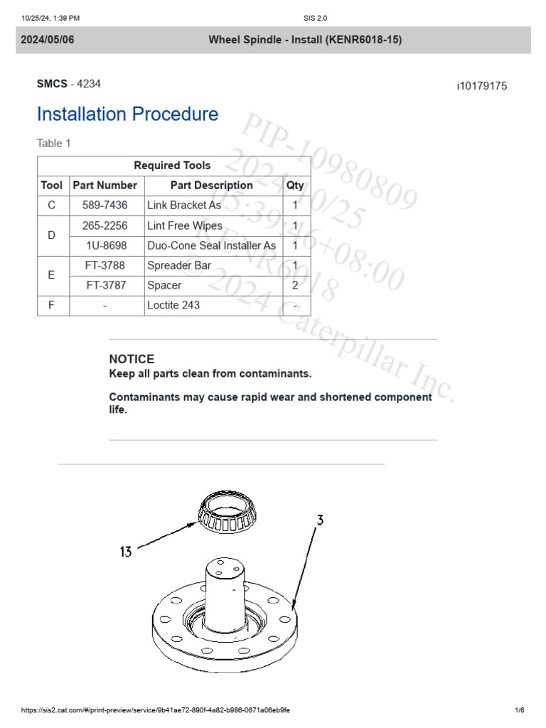 Wheel Spindle - Install (KENR6018-15) | PDF | Spindle (Textiles) | Wheel