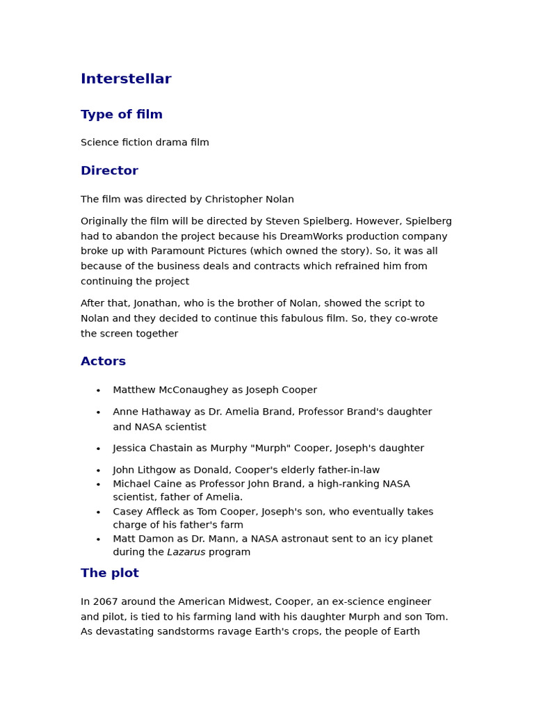 Interstellar 1 | PDF