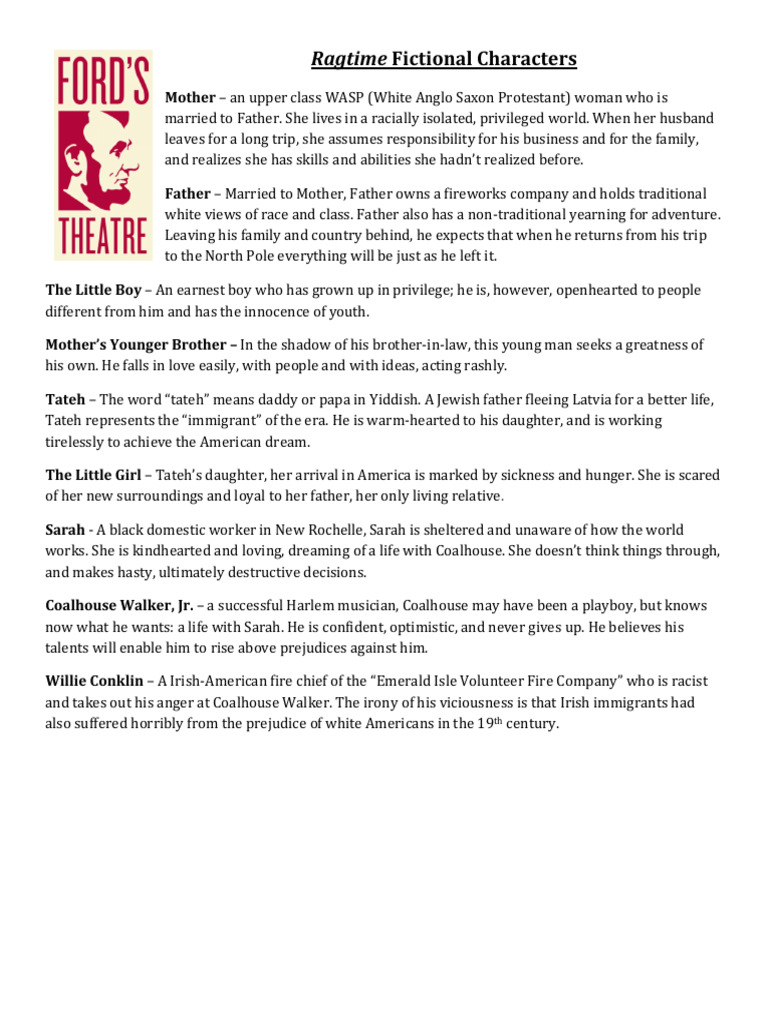Ragtime Character Descriptions | PDF | Sigmund Freud