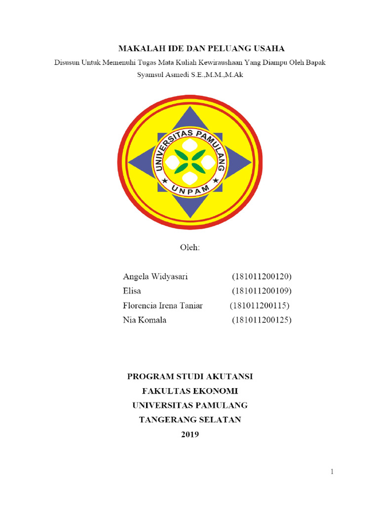 Makalah Ide Dan Peluang Usaha | PDF Makalah Ide Dan Peluang Usaha | PDF