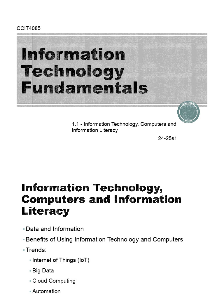 Information Technology Fundamentals: CCIT4085 | PDF | Internet Of ...