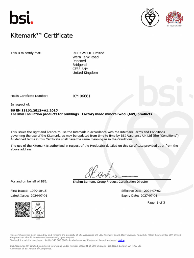 Rockwool RW BSi Certificate | PDF | Building Insulation | Building ...
