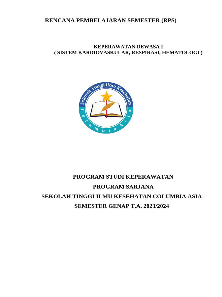 FIX Rps Keperawatan Dewasa I (Sistem Kardiovaskular, Respirasi ...