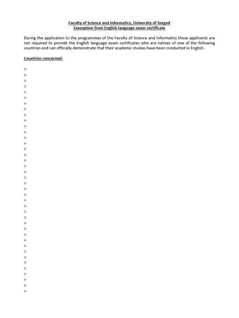 Exemption From English Language Exam Certificate | PDF