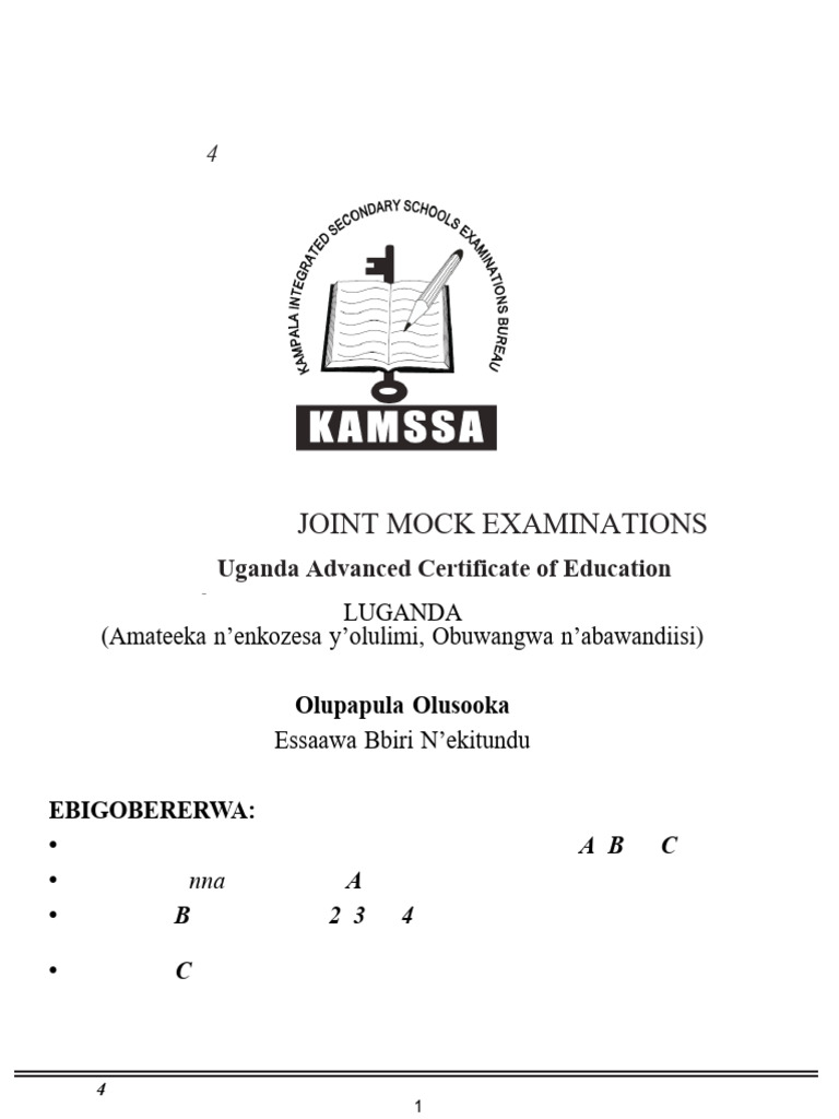 Uace Lug 1 Mock Exam 2024 | PDF