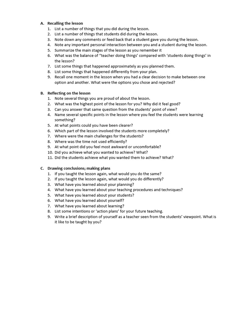 Lesson self assessment | PDF