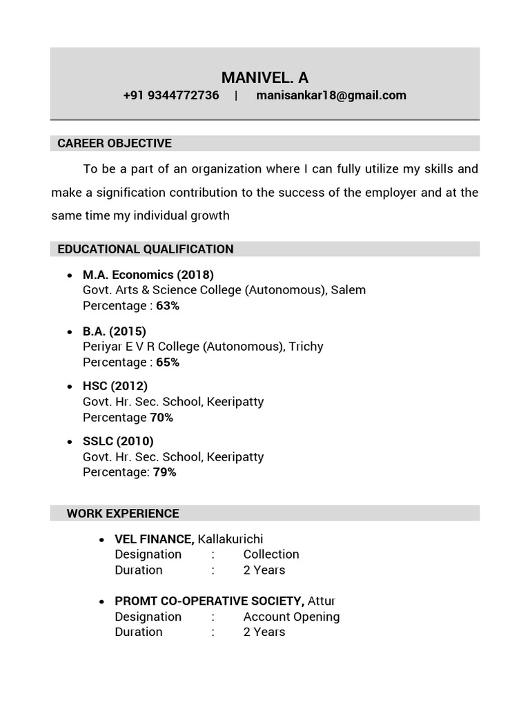 Jai Manivel's Resume Overview | PDF | Career & Growth