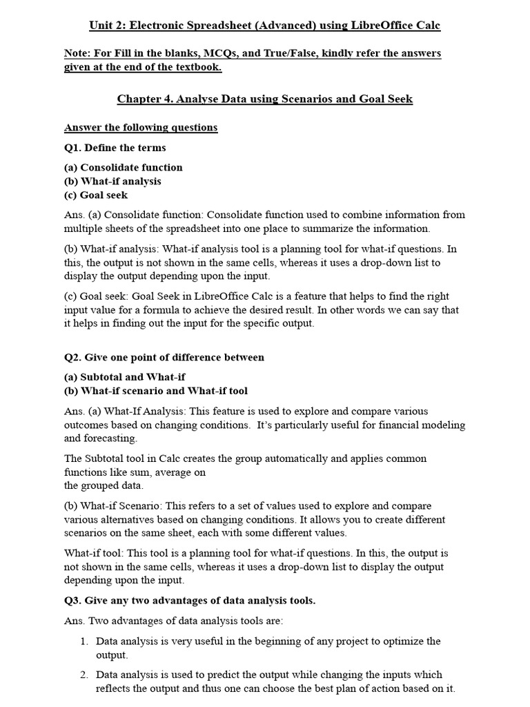 Unit 2 Electronic Spreadsheet Advanced Using Libreoffice Calc Pdf Spreadsheet Macro