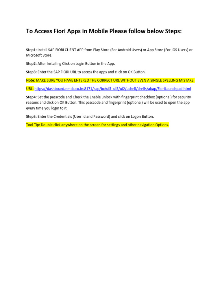 Fiori Mobile Apps User Manual | PDF