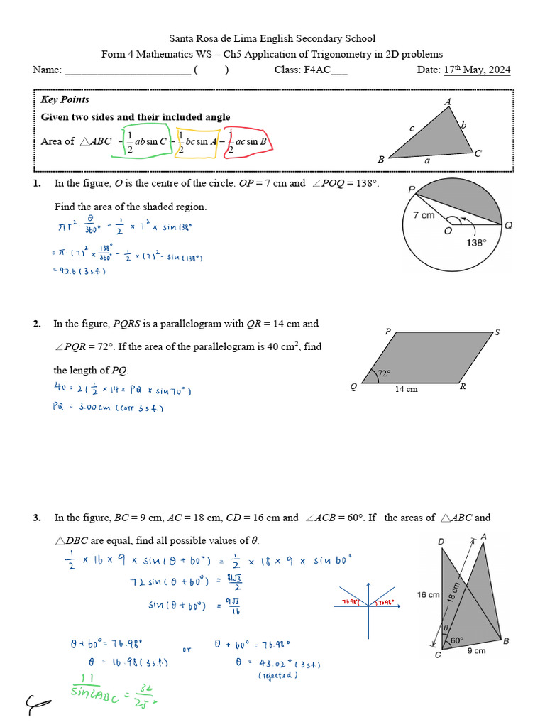 Ch5 Applications of Trigonometry in 2D Probelms (17-May) | PDF | Area ...
